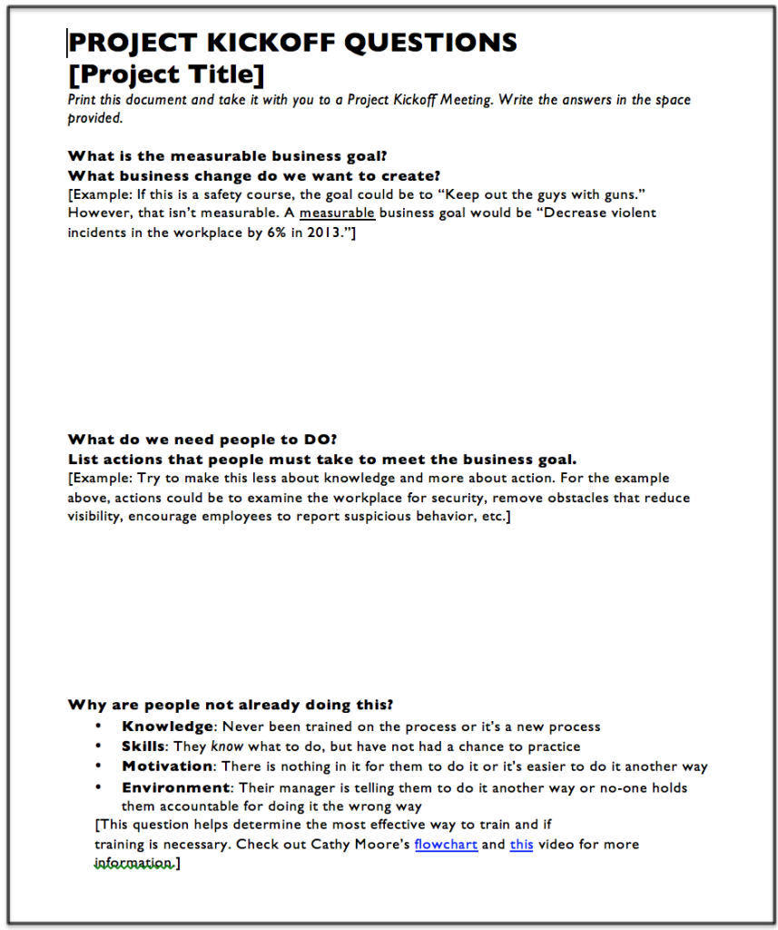 Project Kickoff Questions – Learning. Reinvented.